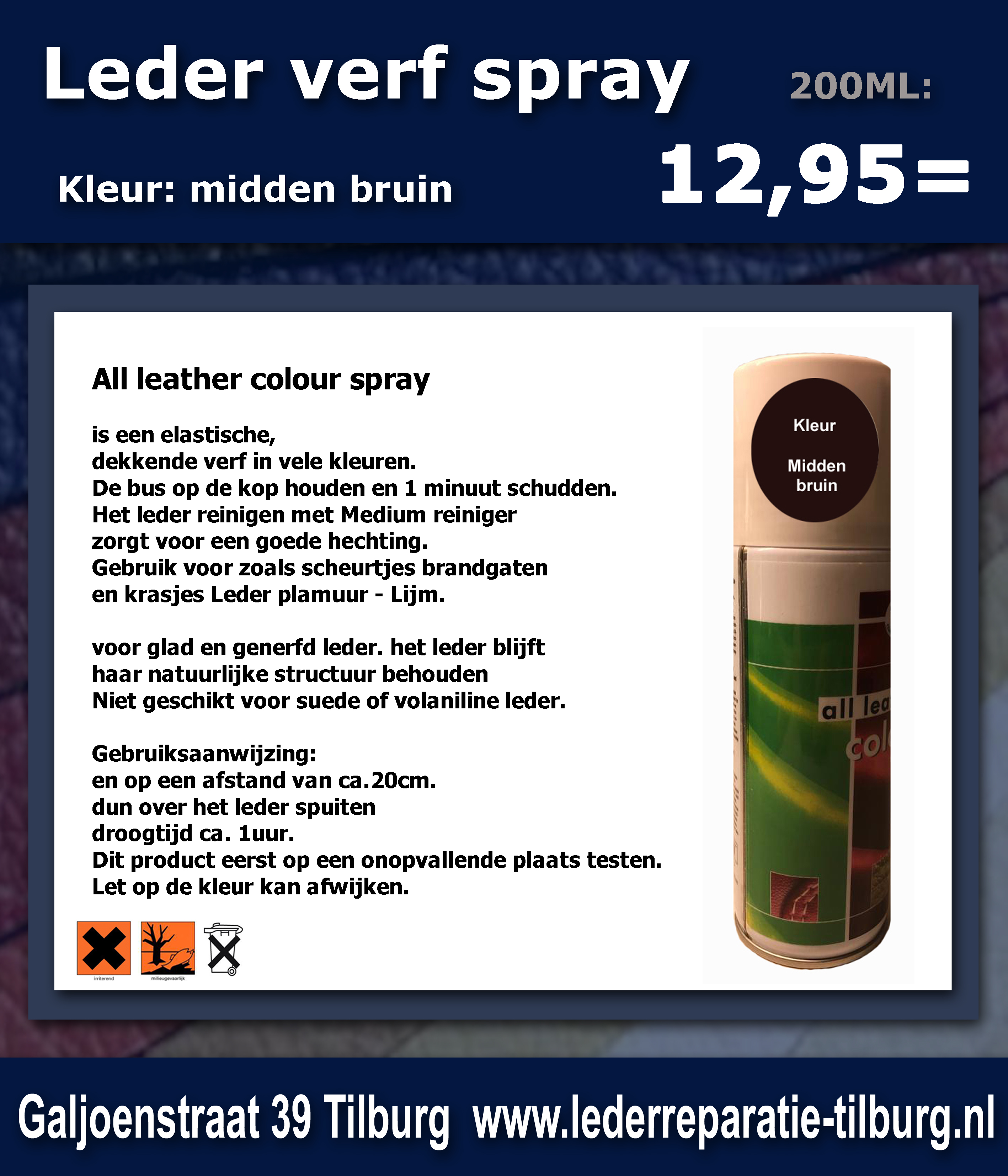 All leather colour spray is een elastische, dekkende verf in vele ...